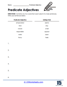 Predicate Adjectives Worksheets - 15 Worksheets.com