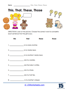 This, That, These, Those Worksheets | Grammar Rules - 15 Worksheets.com