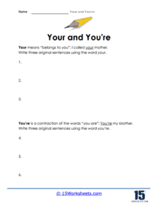 Your vs. You're Worksheets | Grammar Practice - 15 Worksheets.com
