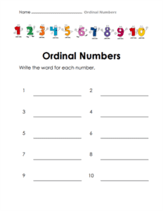Ordinal Numbers Worksheets | Sequence & Position Terms - 15 Worksheets.com