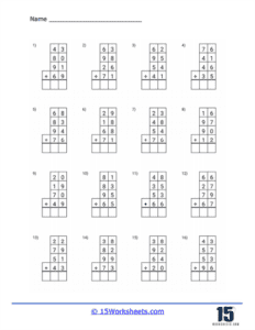 Adding 4 Numbers Worksheets - 15 Worksheets.com