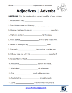 Adjectives vs. Adverbs Worksheets | Practice & Usage - 15 Worksheets.com