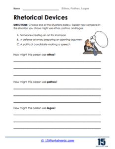 Ethos, Pathos, Logos Worksheets | Persuasion Skills - 15 Worksheets.com