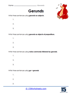 Gerunds Worksheets | Identifying & Applying - 15 Worksheets.com