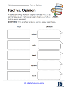 Fact or Opinion Worksheets - 15 Worksheets.com