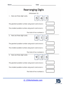 Rearranging Numbers Worksheets - 15 Worksheets.com