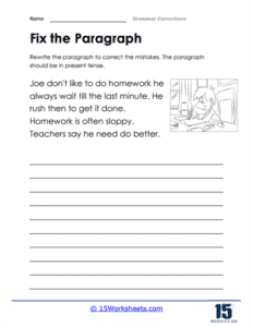 Grammar Corrections Worksheets | Sentence Repair - 15 Worksheets.com