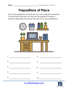 Prepositions of Place Worksheets - 15 Worksheets.com