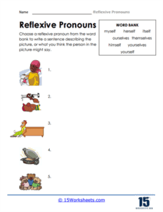 Reflexive Pronouns Worksheets | Self-Reference Exercises - 15 ...
