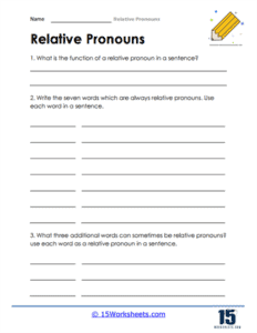 Relative Pronouns Worksheets - 15 Worksheets.com