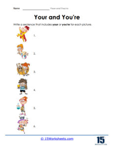 Your vs. You're Worksheets | Grammar Practice - 15 Worksheets.com