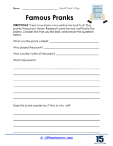 April Fool's Day Worksheets | Clean Classroom Mischief - 15 Worksheets.com
