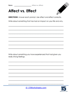 Affect vs. Effect Worksheets | Placement Practice - 15 Worksheets.com