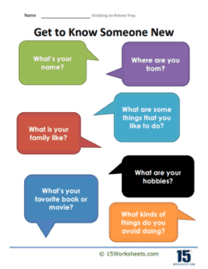 Getting to Know You Worksheets | Icebreakers Activities - 15 Worksheets.com