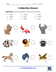 Collective Nouns Worksheets | Bundle Group Terms - 15 Worksheets.com