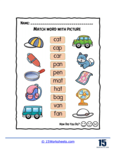 Match Words to Pictures Worksheets | Preschool Skills - 15 Worksheets.com