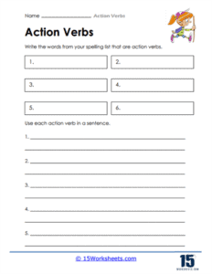 Action Verbs Worksheets | Make Lively Sentences - 15 Worksheets.com