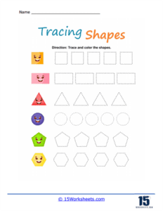 Tracing Shapes Worksheets | Hand-Eye Coordination - 15 Worksheets.com