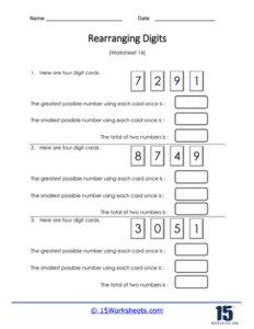 Rearranging Numbers Worksheets - 15 Worksheets.com