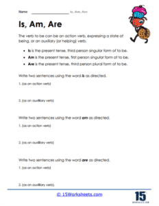 Is, Am, Are Worksheets | Linking & Existence Verbs - 15 Worksheets.com