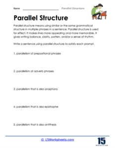 Parallel Structure Worksheets | Coordinated Phrasing Exercises - 15 ...