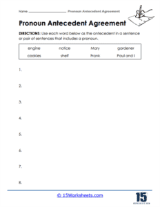 Pronoun Antecedent Agreement Worksheets | Grammar Practice - 15 ...