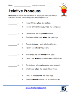 Relative Pronouns Worksheets - 15 Worksheets.com