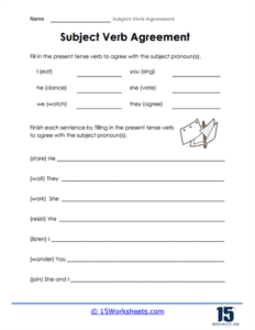 Subject Verb Agreement Worksheets | Consistency - 15 Worksheets.com