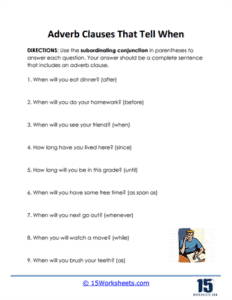 Adverb Clauses Worksheets - 15 Worksheets.com