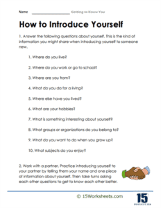 Getting to Know You Worksheets | Icebreakers Activities - 15 Worksheets.com