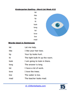 Kindergarten Spelling Words Worksheets | Emerging Readers - 15 ...