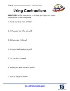 Contractions Worksheets | Grammar Reinforcement - 15 Worksheets.com