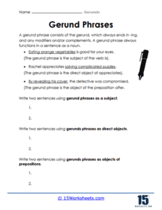 Gerunds Worksheets | Identifying & Applying - 15 Worksheets.com