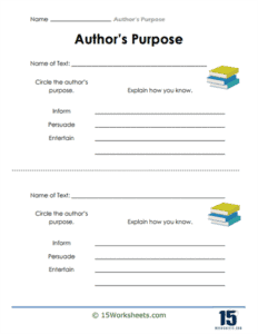 Author's Purpose Worksheets | Inform, Entertain, Persuade - 15 ...