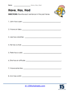Have, Has, Had Worksheets | Auxiliary Verb Usage - 15 Worksheets.com