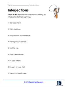 Interjection Worksheets | Using Expressive Phrases - 15 Worksheets.com