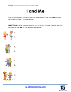I vs. Me Worksheets | Subject vs Object Practice - 15 Worksheets.com
