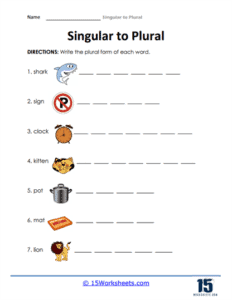 Singular to Plural Worksheets | Number Shift Practice - 15 Worksheets.com