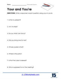 Your vs. You're Worksheets | Grammar Practice - 15 Worksheets.com