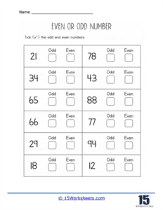 Odd or Even Worksheets | Classify Numbers - 15 Worksheets.com