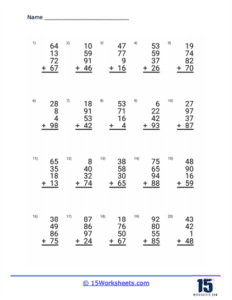 Adding 4 Numbers Worksheets - 15 Worksheets.com