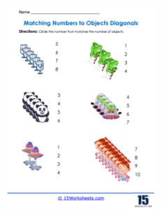 Matching Objects to Numbers Worksheets | Number Sense - 15 Worksheets.com