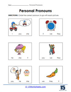 Personal Pronouns Worksheets | Person-Based Substitutes - 15 Worksheets.com