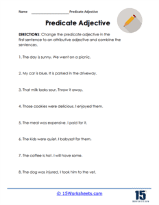 Predicate Adjectives Worksheets - 15 Worksheets.com