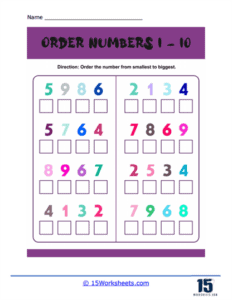 Ordering Numbers Worksheets | Numeracy Skills - 15 Worksheets.com