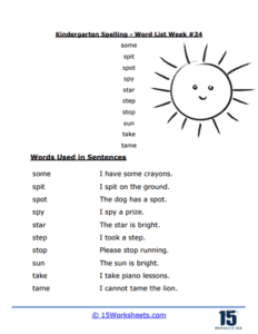Kindergarten Spelling Words Worksheets | Emerging Readers - 15 ...