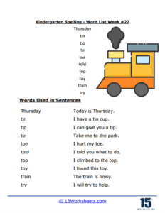 Kindergarten Spelling Words Worksheets | Emerging Readers - 15 ...
