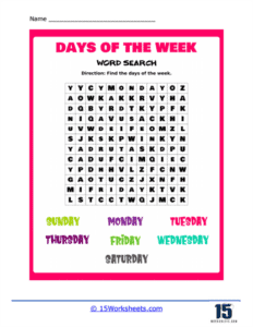 Days of the Week Worksheets - 15 Worksheets.com