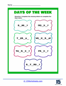 Days of the Week Worksheets - 15 Worksheets.com
