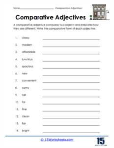Comparative Adjectives Worksheets | Adding Clarity - 15 Worksheets.com
